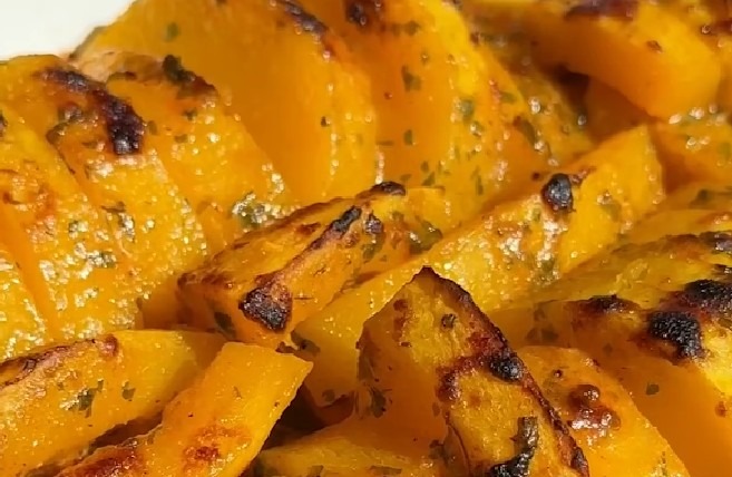 Recette de potimarron rôti sur lit de fromage frais